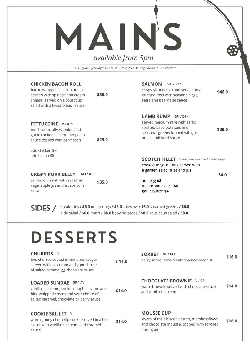 Food Menu | Leamington | Restaurant | Cambridge - Five Stags